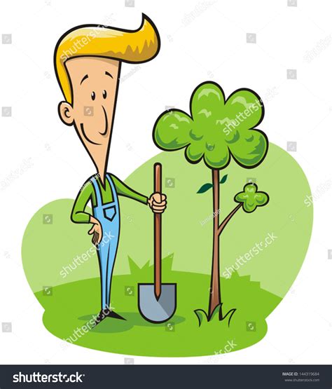 Man Planting Tree Stock Vector Royalty Free 144319684 Shutterstock