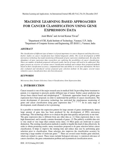 Machine Learning Based Approaches For Cancer Classification Using Gene