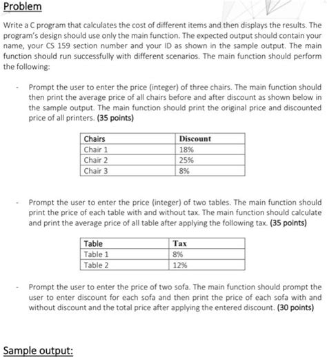 Solved Problem Write A C Program That Calculates The Cost Of