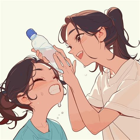 만화 소녀 캐릭터 프리미엄 벡터