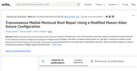 Citation Report Transosseous Medial Meniscal Root Repair Using A