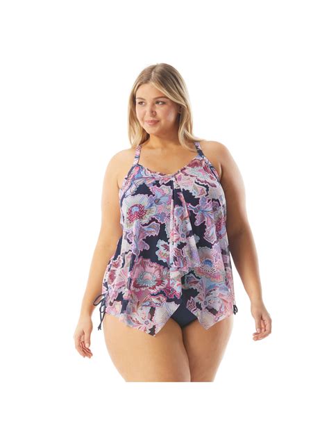Beach House Swim Plus Size Kerry Mesh Layer Underwire Tankini Top