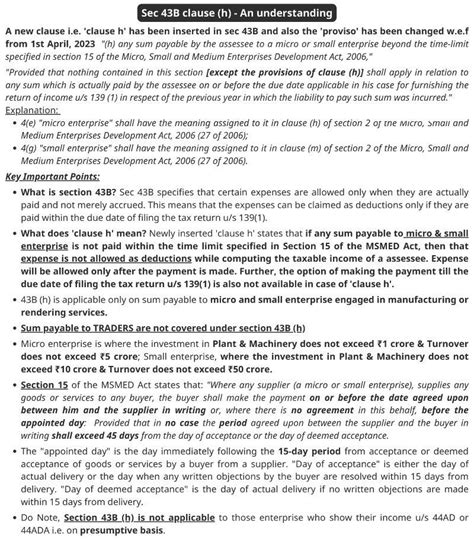 Provision Of Sec 43b H For Payments Made To Msmes