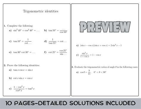 Trigonometric Identities Worksheet Identities With Inverse