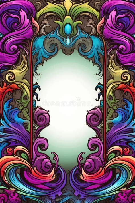 A Colorful Frame With Swirls And Swirls Stock Illustration