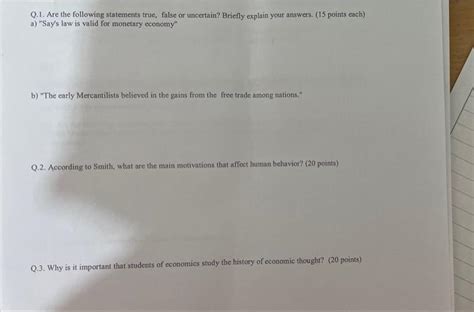 Solved Q1 Are The Following Statements True False Or