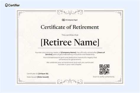 15 Editable Retirement Certificate Templates For Different Industries