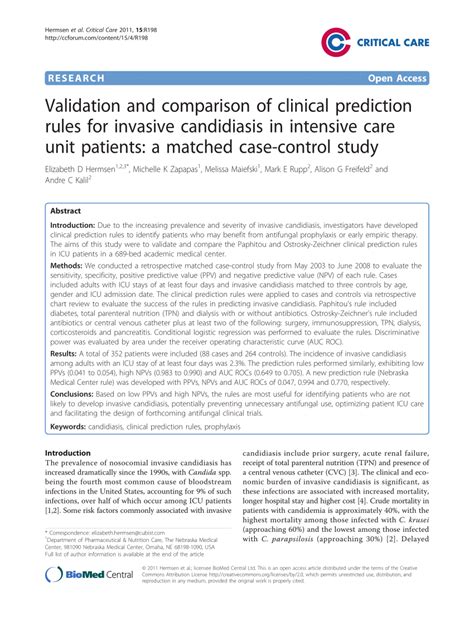 Pdf Validation And Comparison Of Clinical Prediction Rules For