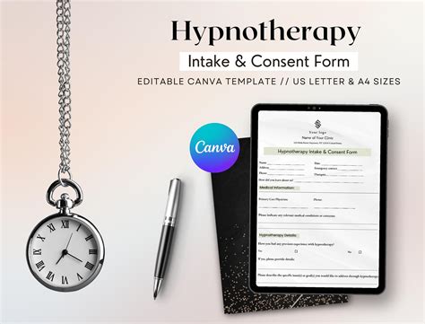 Hypnotherapy Intake Form Hypnotherapy Consent Form Hypnotherapy Consultation Forms