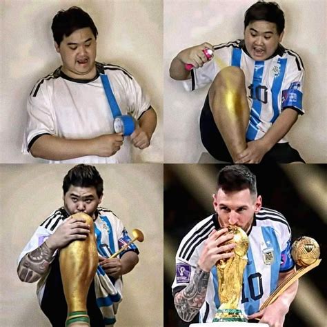 Photo Iconic Moment Of Messi Kissing The World Cup Re Enacted Sports Nigeria