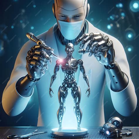 Premium Photo Humanoid Robot Creates Another Mini Humanoid Robot