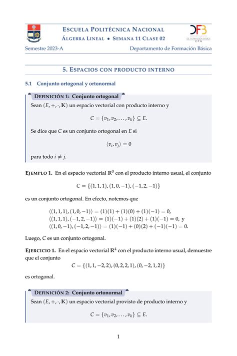 Solution Conjunto Ortogonal Y Ortonormal Semana 11 Clase 2 Algebra