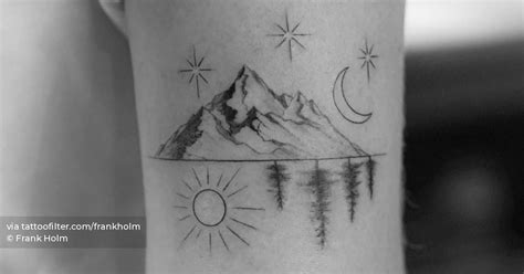 Mountain Sun And Moon Tattoo Located On The Tricep