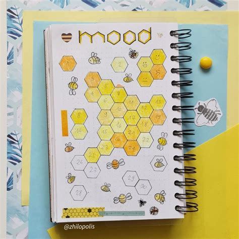 Filled Bee Hive Bujo Mood Tracker