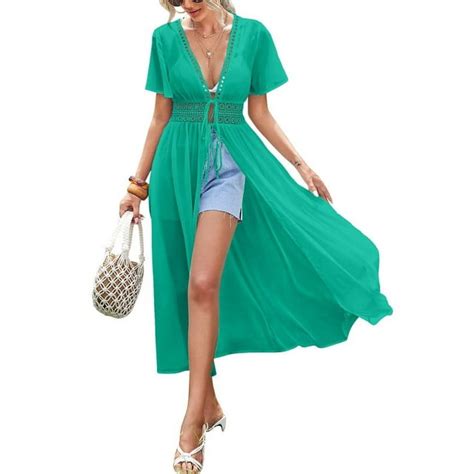 Inadays Swimsuit Cover Up For Women Sexy V Neck Chiffon Beach Bathing