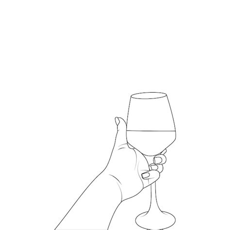 Premium Vector Wine Glass In Hand Outline Wine Glass Vector Illustration