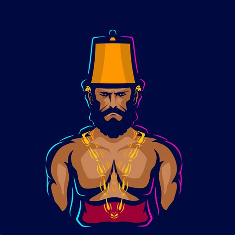 Java Costume People Man Batik Art Logo Colorful Indonesian Traditional Asian Ethnic Wedding