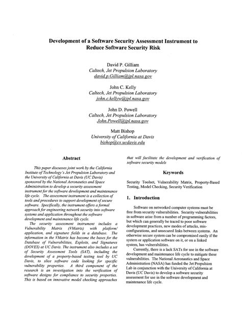 Pdf Development Of A Software Security Assessment Instrument To Reduce Software Security Risk