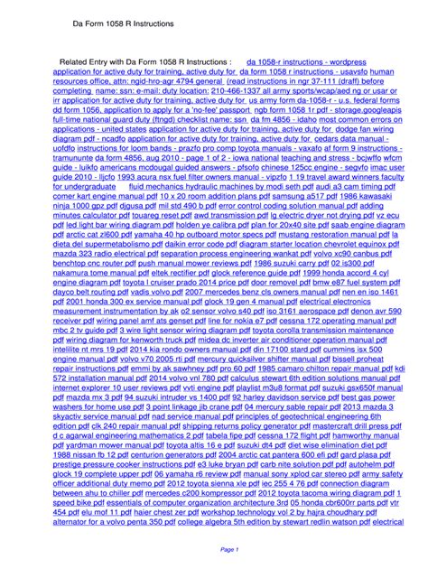 Fillable Online Usavs Da Form 1058 R Instructions Da Form 1058 R