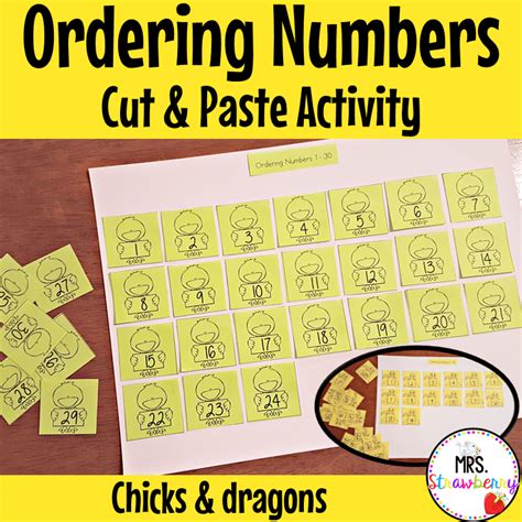 Ordering Numbers Cut And Paste Mrs Strawberry