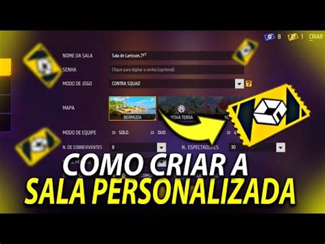 COMO CRIAR A SALA PERSONALIZADA NO FREE FIRE EM 2024 JOGAR X1 O AMIGO YouTube