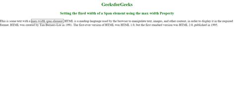 How To Set The Fixed Width Of A Span Element In Css Geeksforgeeks
