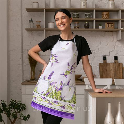 Фартух лляний Лавандове поле 75х55 см продаж ціна у