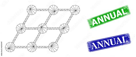 Polygonal Shifted Grid Image And Annual Blue And Green Rectangular