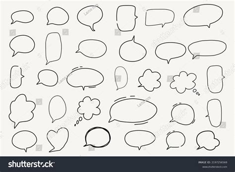 Set Hand Draw Speech Bubbles Stock Vector Royalty Free Shutterstock