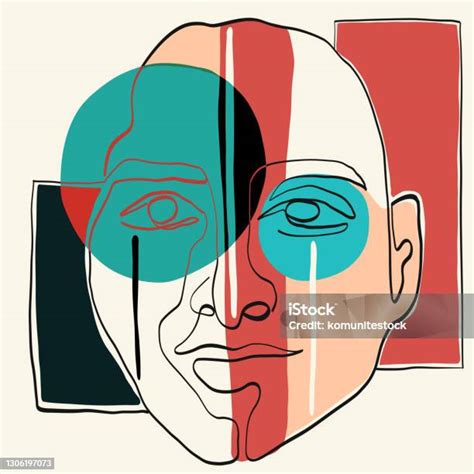 Vetores De Surreal Cubism Face Retrato De Rosto Moderno Abstrato