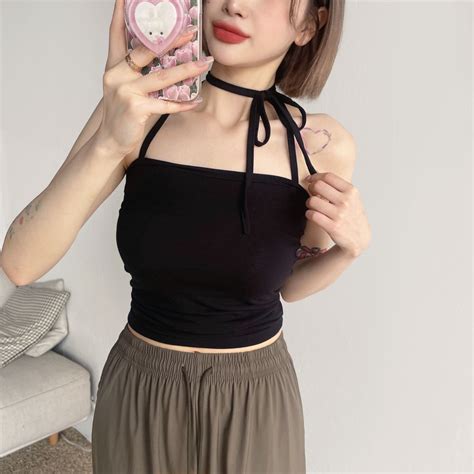 드포유 11힙한무드 Y2k 레이어드 스트랩 홀터 리본 초커 끈나시 홀터넥나시 튜브탑 스트랩나시 크롭나시 탑나시 여름나시 9color