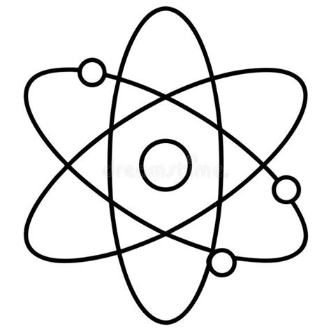 Atom Structure Diagram Line Art Coloring Page Stock Illustration
