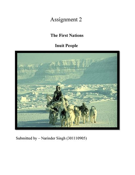 Gned Assignment 2 Assignment 2 The First Nations Inuit People