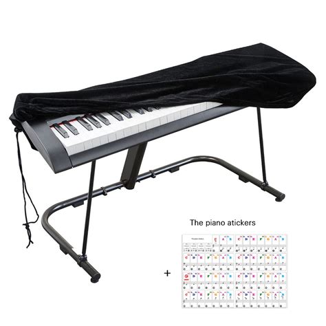 Black Piano Keyboard Cover Stretchable Velvet Dus Grandado