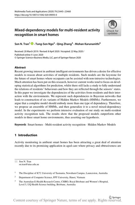 Mixed Dependency Models For Multi Resident Activity Recognition In Smart Homes Request Pdf
