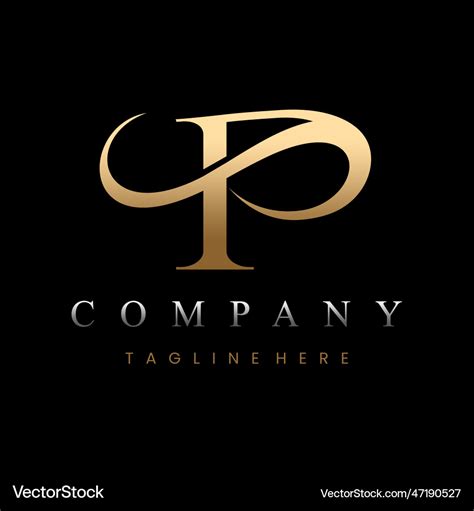 Golden Luxury Letter P Logo Design Royalty Free Vector Image