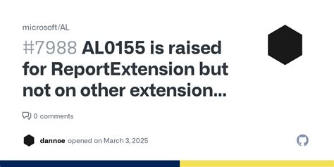 al0155 is raised for reportextension but not on other extension objects