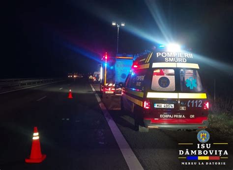 Accident pe Autostrada A1 la kilometrul 67 sensul Pitești București au intervenit pompierii