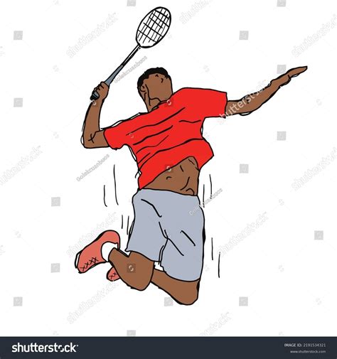 Illustration Badminton Player Doing Jump Smash Stock Vector Royalty
