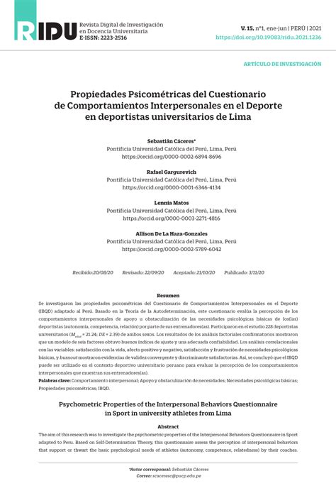 Pdf Propiedades Psicométricas Del Cuestionario De Comportamientos