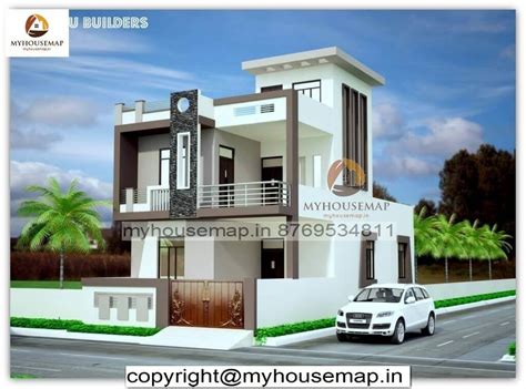 West Facing House Elevation Design With Car Parking