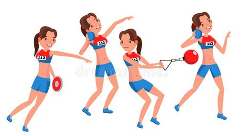 Vector Femenino Del Jugador Del Atletismo Concepto Del Triunfo Vario