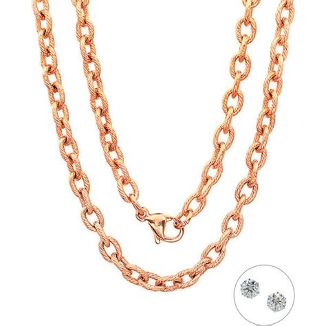 Hmy Jewelry Rose Gold Cable Chain Necklace Stainless Steel Chain