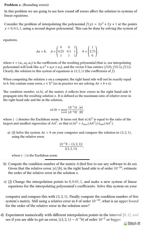Solved Problem Rounding Errors In This Problem We Are Chegg