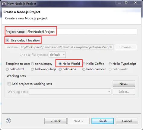 Node JS Hello World Example With Eclipse Windows Tricks