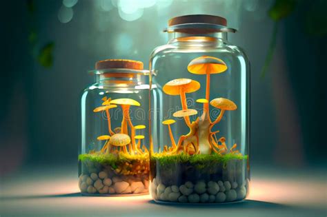 Science And Biotechnology Concept Growing Of Mushrooms In Laboratory