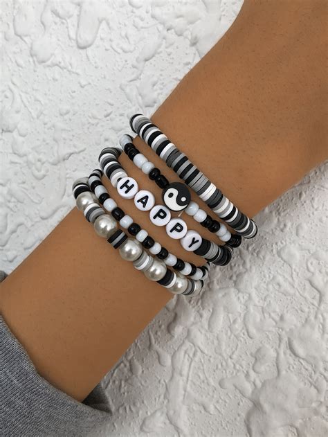 5 piezas Pulsera con cuenta con diseño de Yin y Yang