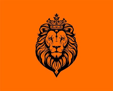 Premium Vector Wild Lion Head With Crown Vector Illustration