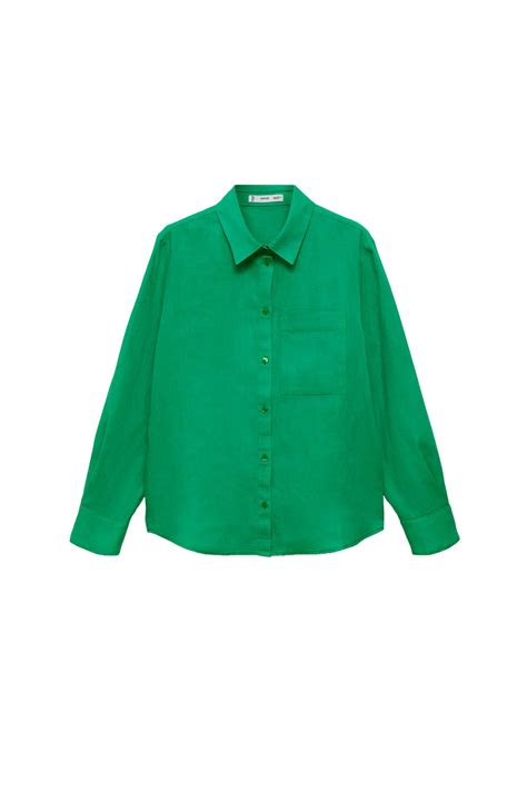 Mango женская рубашка Lino из чистого льна со скидкой 38 зеленый цвет размер S Xs цена 99