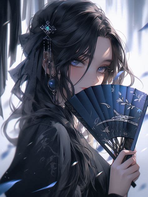 Black Haired Anime Female Blue Eyes